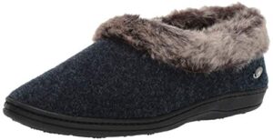 acorn womens faux chinchilla collar slipper, navy blue, 44052