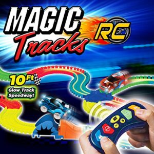 Ontel Magic Tracks RC - Remote Control Turbo Race Cars & 10 ft of Flexible, Bendable Glow in the Dark Racetrack - As Seen on TV, Color may Vary