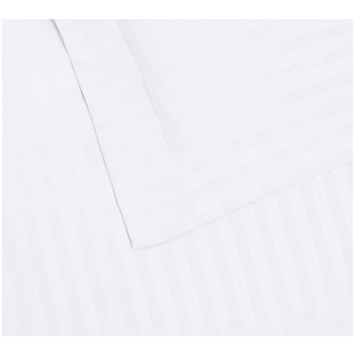 Amazon Basics Microfiber 3 Piece Duvet Cover Set, Full/Queen, Bright White, Striped