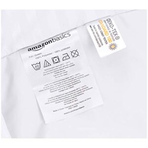 Amazon Basics Microfiber 3 Piece Duvet Cover Set, Full/Queen, Bright White, Striped