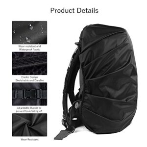 LAMA 2pcs Waterproof Rain Cover for Backpack, Reflective Rainproof Protector for Anti-dust and Anti-Theft M 30L-40L Black