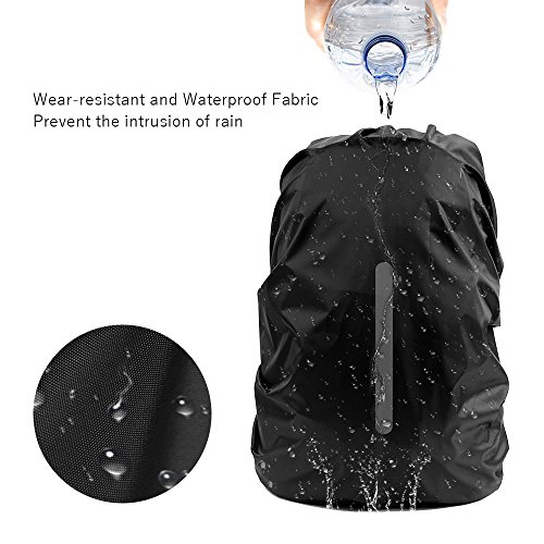 LAMA 2pcs Waterproof Rain Cover for Backpack, Reflective Rainproof Protector for Anti-dust and Anti-Theft M 30L-40L Black