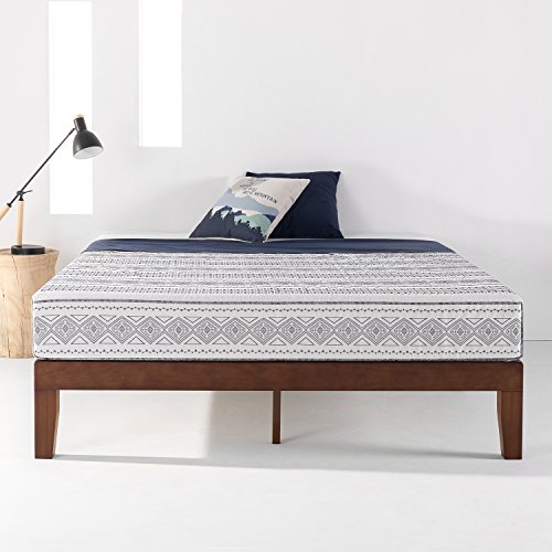 Mellow 12" Classic Solid Wood Platform Bed Frame w/Wooden Slats (No Box Spring Needed), Queen, Antique Espresso