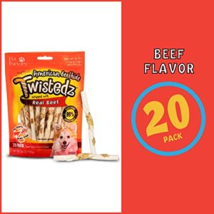 Pet Factory Twistedz American Beefhide 5" Twist Sticks Dog Chew Treats w/ Real Beef Meat Wrap - 20 Count/1 Pack