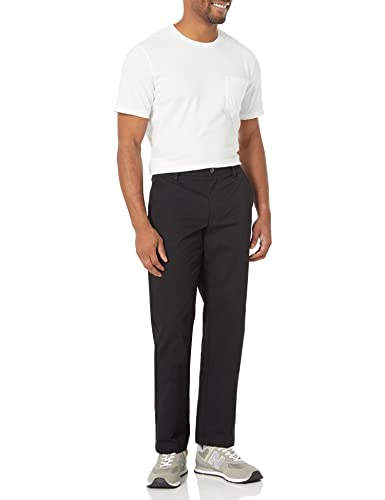 Amazon Essentials Men's Straight-Fit Wrinkle-Resistant Flat-Front Chino Pant, Black, 29W x 32L