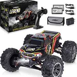 LAEGENDARY Remote Control Car, Hobby Grade RC Car 1:10 Scale Brushed Motor with Two Batteries, 4x4 Off-Road Waterproof RC Truck, Fast RC Cars for Adults, RC Cars, Remote Control Truck, Gifts for Kids