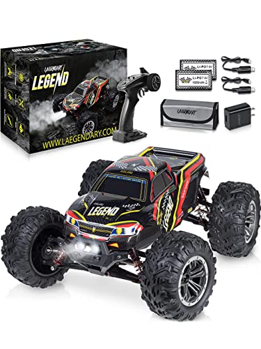 LAEGENDARY Remote Control Car, Hobby Grade RC Car 1:10 Scale Brushed Motor with Two Batteries, 4x4 Off-Road Waterproof RC Truck, Fast RC Cars for Adults, RC Cars, Remote Control Truck, Gifts for Kids