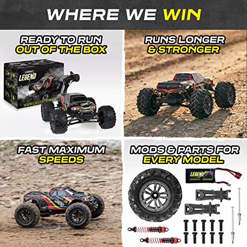 LAEGENDARY Remote Control Car, Hobby Grade RC Car 1:10 Scale Brushed Motor with Two Batteries, 4x4 Off-Road Waterproof RC Truck, Fast RC Cars for Adults, RC Cars, Remote Control Truck, Gifts for Kids