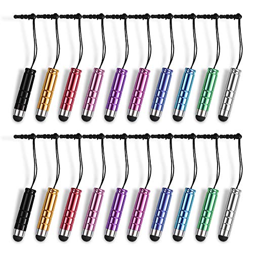 homEdge Universal Stylus Pen in Bulk, Set of 20 Packs Portable Stylus Pens with 3.5mm Jack, Compatible with All Device with Capacitive Touch Screen – 10 Color