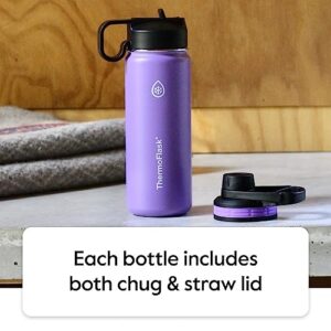 ThermoFlask Double Wall Vacuum Insulated Stainless Steel Water Bottle with Two Lids, 24 Ounce, Black