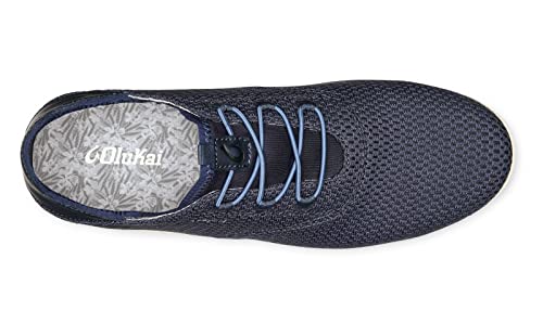 OLUKAI Alapa Li Men's Athletic Sneakers, Breathable Mesh & Moisture-Wicking Design, No Tie Laces, Lightweight & Supportive, Trench Blue/Trench Blue, 11