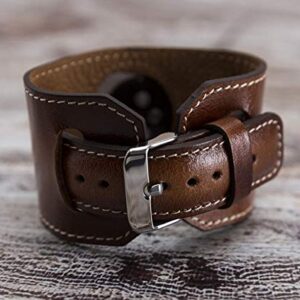 VENOULT iWatch Series 8 Compatible Apple Watch Cuff Bands for Man or Women 45mm, 44mm, 41mm, 40mm, Series 8-1 Dark Brown Genuine Leather Bull Strap, HANDMADE