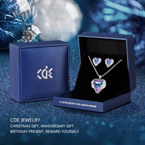 CDE Angel Wing Heart Jewelry Sets Gift for Women Pendant Necklaces and Earrings Anniversary Birthday Mother's Valentine's Day Jewelry Gifts for Women Mom Stepmom Daughter