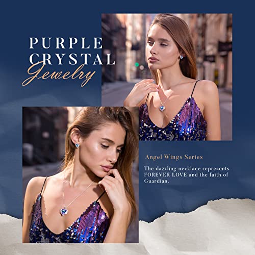 CDE Angel Wing Heart Jewelry Sets Gift for Women Pendant Necklaces and Earrings Anniversary Birthday Mother's Valentine's Day Jewelry Gifts for Women Mom Stepmom Daughter