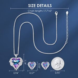 CDE Angel Wing Heart Jewelry Sets Gift for Women Pendant Necklaces and Earrings Anniversary Birthday Mother's Valentine's Day Jewelry Gifts for Women Mom Stepmom Daughter