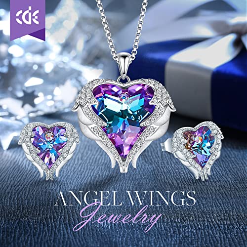 CDE Angel Wing Heart Jewelry Sets Gift for Women Pendant Necklaces and Earrings Anniversary Birthday Mother's Valentine's Day Jewelry Gifts for Women Mom Stepmom Daughter