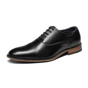 bruno marc mens lace up soft cap-toe formal dress shoes, 2/black - 11 (oxford)