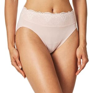 bali women's hi-cut panties, high-waisted smoothing panty, high-cut brief underwear for women, comfortable underpants, sheer pale pink, large