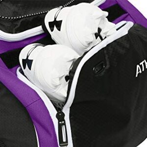 Athletico Baseball Bat Bag - Backpack for Baseball, T-Ball & Softball Equipment & Gear for Youth and Adults | Holds Bat, Helmet, Glove, & Shoes |Shoe Compartment & Fence Hook (Purple)