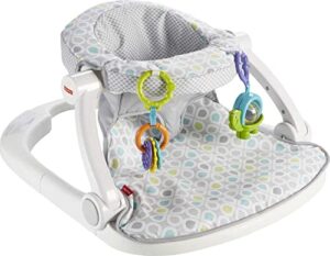 fisher-price portable baby chair sit-me-up floor seat with developmental toys & machine washable seat pad, honeydew drop