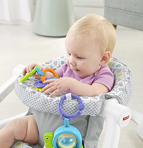 Fisher-Price Portable Baby Chair Sit-Me-Up Floor Seat With Developmental Toys & Machine Washable Seat Pad, Honeydew Drop