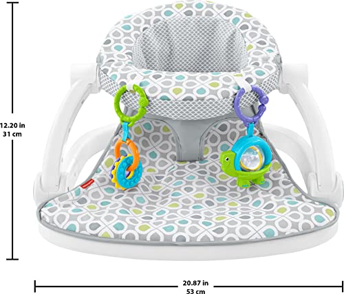 Fisher-Price Portable Baby Chair Sit-Me-Up Floor Seat With Developmental Toys & Machine Washable Seat Pad, Honeydew Drop