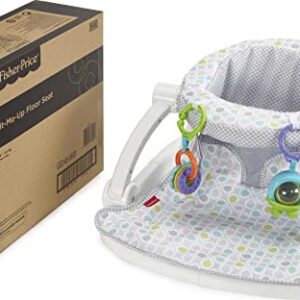 Fisher-Price Portable Baby Chair Sit-Me-Up Floor Seat With Developmental Toys & Machine Washable Seat Pad, Honeydew Drop