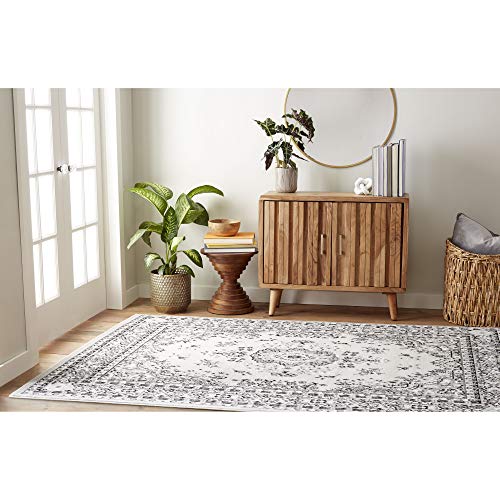 Home Dynamix Premium Sakarya Traditional Medallion Border Area Rug, Gray, 21"x35" Rectangle