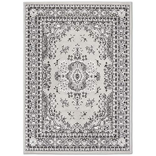 Home Dynamix Premium Sakarya Traditional Medallion Border Area Rug, Gray, 21"x35" Rectangle