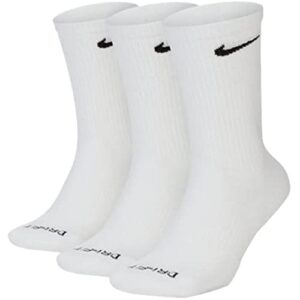 nike everyday plus cushion crew socks 3-pair pack white/black xl (us men's shoe 12-15)