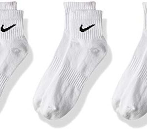 Nike Everyday Cushion Ankle Training Socks (3 Pair), Men's & Women's with Sweat-Wicking Technology, White/Black, Medium