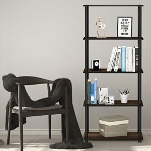 Furinno Turn-N-Tube 5-Tier Multipurpose Shelf / Display Rack / Storage Shelf / Bookshelf, Round Tubes, Columbia Walnut/Black