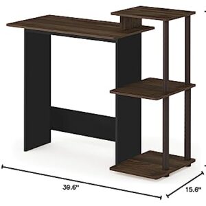 Furinno Efficient Home Laptop Notebook Computer Desk with Square Shelves, Columbia Walnut/Brown