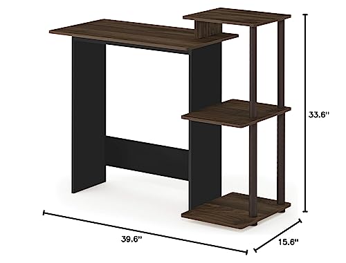 Furinno Efficient Home Laptop Notebook Computer Desk with Square Shelves, Columbia Walnut/Brown