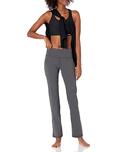 Amazon Essentials Women's Studio Sculpt Slim Bootcut Pant (Available in Plus Size), Charcoal Heather, Large