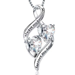 muatogiml 925 sterling silver always my daughter forever my friend double love heart pendant necklace, mother daughter jewelry gifts 18"