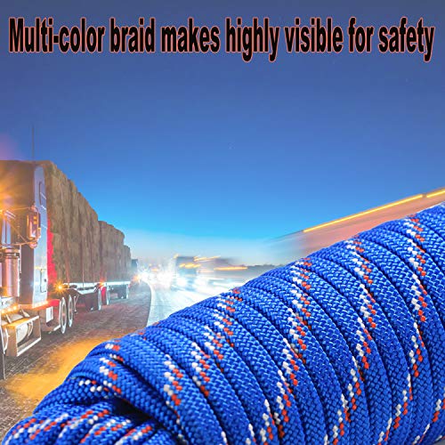 Wellmax Diamond Braid Nylon Rope - 3/8 Inch by 50 Feet Blue Color - Extra Strength, Sunlight and Weather Resistant - Heavy Duty Construction