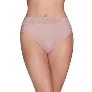 vanity fair women's flattering lace panties with stretch, hi cut-nylon-quartz, 6