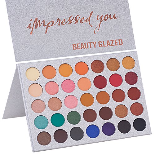 35 Colors Eyeshadow Palette with 7Pcs Makeup Brushes Set, All in One Makeup Kit Matte Shimmer Pigmented Eye Shadow Pallete Waterproof Powder Natural Nude Naked Smokey