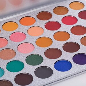 35 Colors Eyeshadow Palette with 7Pcs Makeup Brushes Set, All in One Makeup Kit Matte Shimmer Pigmented Eye Shadow Pallete Waterproof Powder Natural Nude Naked Smokey