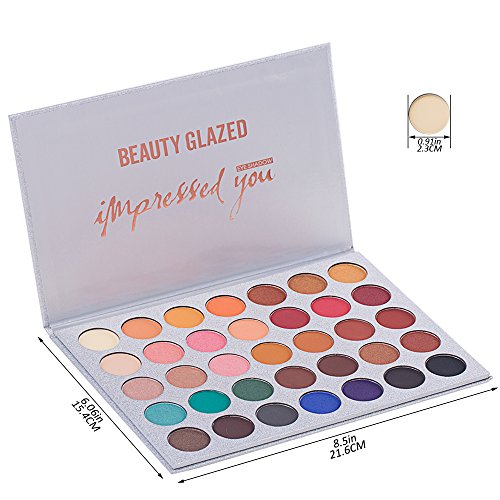 35 Colors Eyeshadow Palette with 7Pcs Makeup Brushes Set, All in One Makeup Kit Matte Shimmer Pigmented Eye Shadow Pallete Waterproof Powder Natural Nude Naked Smokey