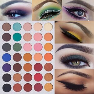 35 Colors Eyeshadow Palette with 7Pcs Makeup Brushes Set, All in One Makeup Kit Matte Shimmer Pigmented Eye Shadow Pallete Waterproof Powder Natural Nude Naked Smokey