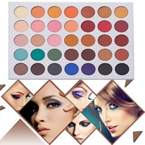 35 Colors Eyeshadow Palette with 7Pcs Makeup Brushes Set, All in One Makeup Kit Matte Shimmer Pigmented Eye Shadow Pallete Waterproof Powder Natural Nude Naked Smokey