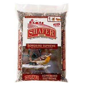 Shafer Songbird Supreme Wild Bird Seed Blend of Black Oil Sunflower, Sunflower Kernels, Safflower Seed, Peanut Kernels, Raisins, Cranberries, and Millet (8)