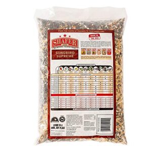 Shafer Songbird Supreme Wild Bird Seed Blend of Black Oil Sunflower, Sunflower Kernels, Safflower Seed, Peanut Kernels, Raisins, Cranberries, and Millet (8)