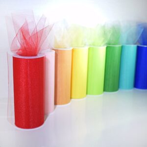 Craft and Party 10 Colors Tulle Assortment, Tulle Rolls Tulle Netting Rolls Tulle Fabric Spool Ribbon, 6" x 25" Yards/roll.