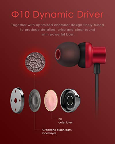 PALOVUE Lightning Headphones Magnetic in-Ear Earphones MFi Certified Earbuds with Mic Controller Compatible iPhone 14 13 12 11 Pro Max iPhone X XS Max XR iPhone 8 P iPhone 7 P EarflowPlus Metallic Red