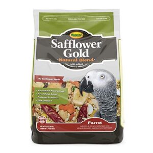 higgins safflower gold natural food mix for parrots, cockatoos, amazons & macaws. parrot food, large bird food 3 lb bag (fast delivery) by just jak's pet market