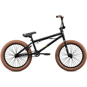 mongoose legion l20 kids freestyle bmx bike, intermediate rider, boys and girls bikes, hi-ten steel frame, 20-inch wheels, black