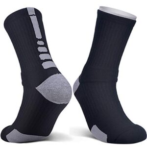 JHM mens Thick Protective Sport Cushion Elite Basketball Compression Athletic Socks, 5 Pairs Color#5, 6-13